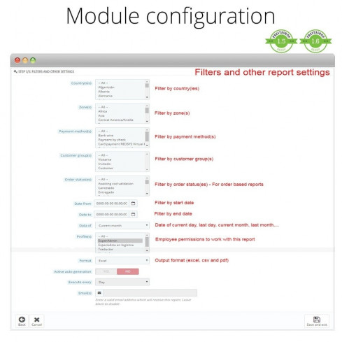 Modulo Advanced reports per PrestaShop. Installazione inclusa.
